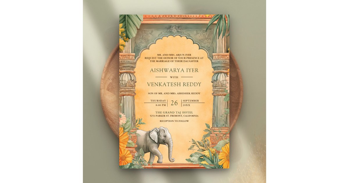 Traditional South Indian QR Code Wedding Invitation | Zazzle