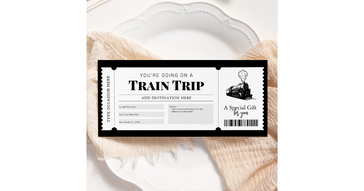 Train Trip Boarding Pass Ticket Gift Voucher Invitation | Zazzle