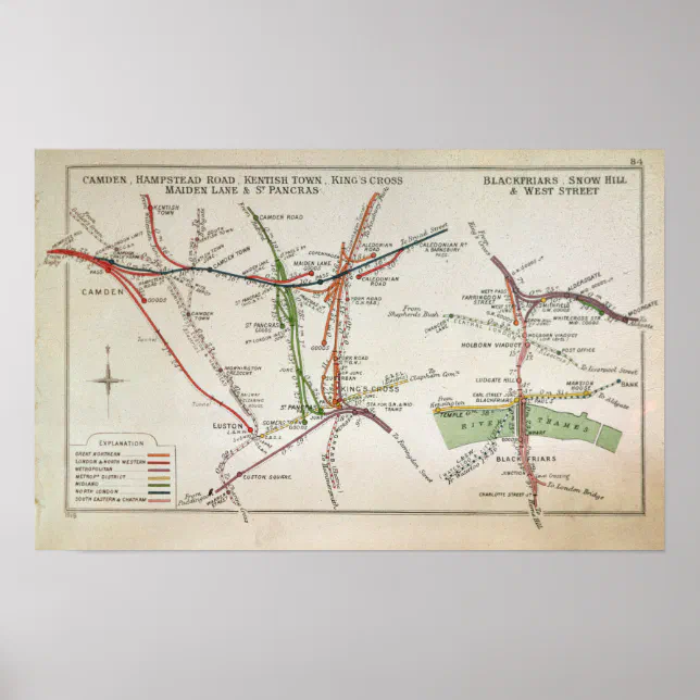 Transport map of London, c.1915 Poster | Zazzle