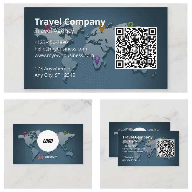 Travel Agency World Map Business Card | Zazzle