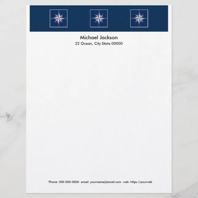 Travel World Map Compass Rose Custom Letterhead | Zazzle