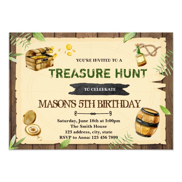 Treasure hunt party birthday invitation | Zazzle.com.au