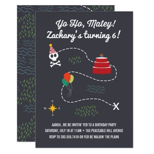 Treasure Map Birthday Invitation, Pirate Card | Zazzle.com.au