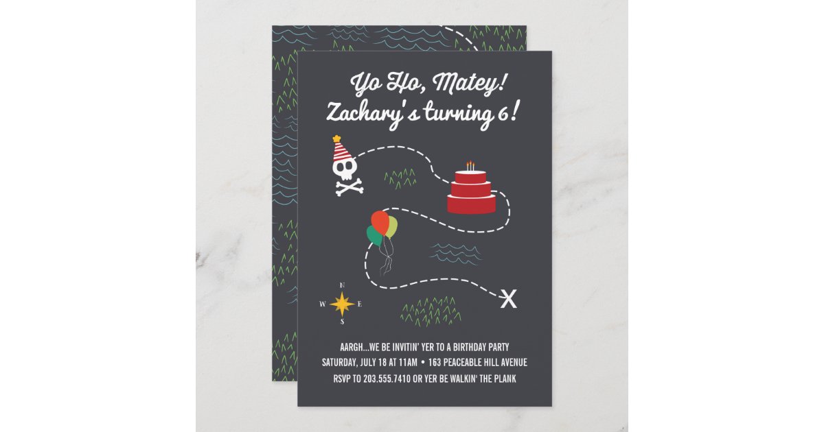 Treasure Map Birthday Invitation, Pirate Card | Zazzle