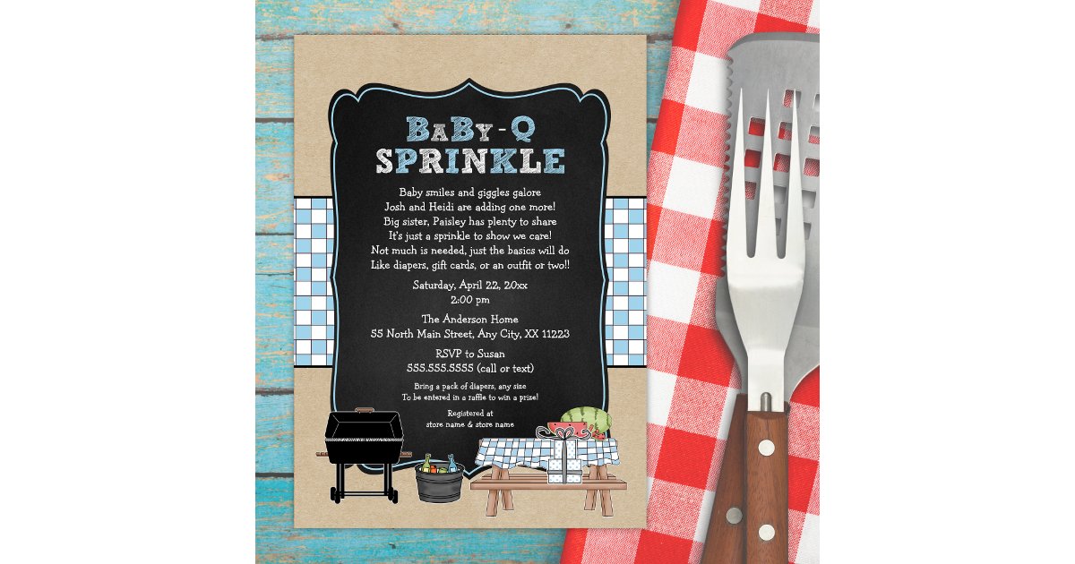 Trendy Baby Q Sprinkle for boy baby shower Invitation | Zazzle