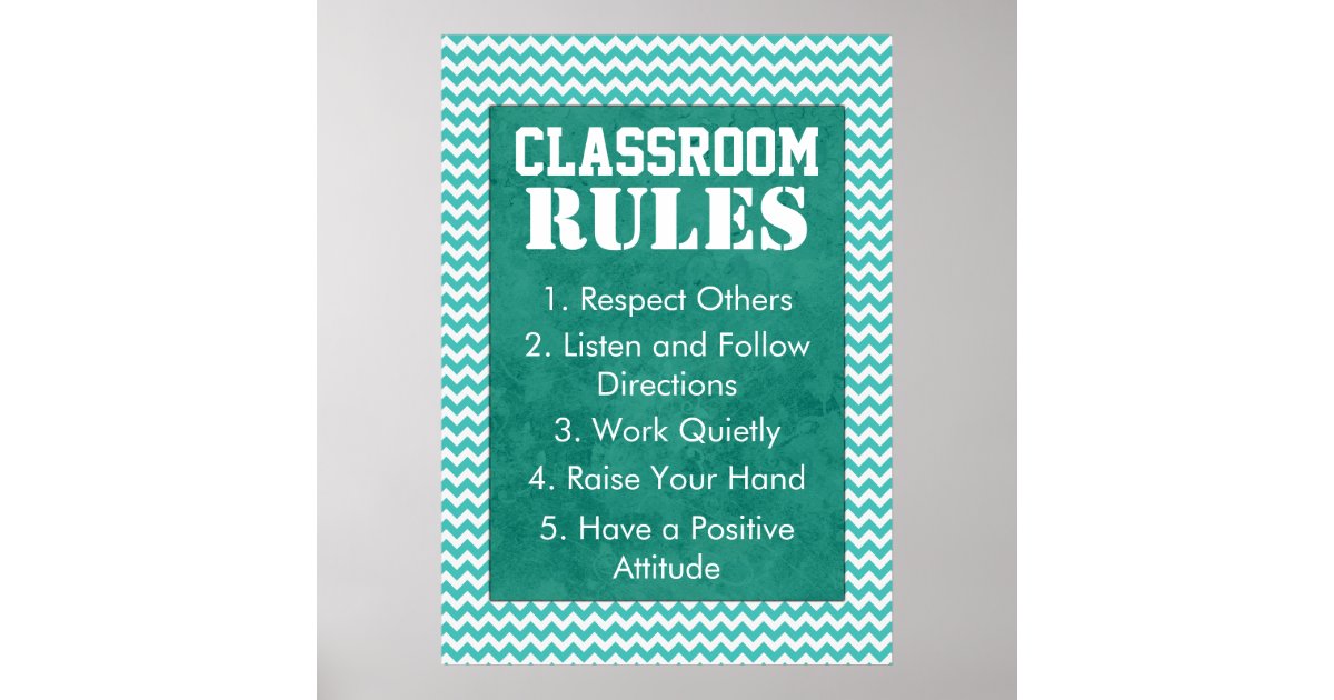 Trendy Chevron Classroom Rules Poster | Zazzle