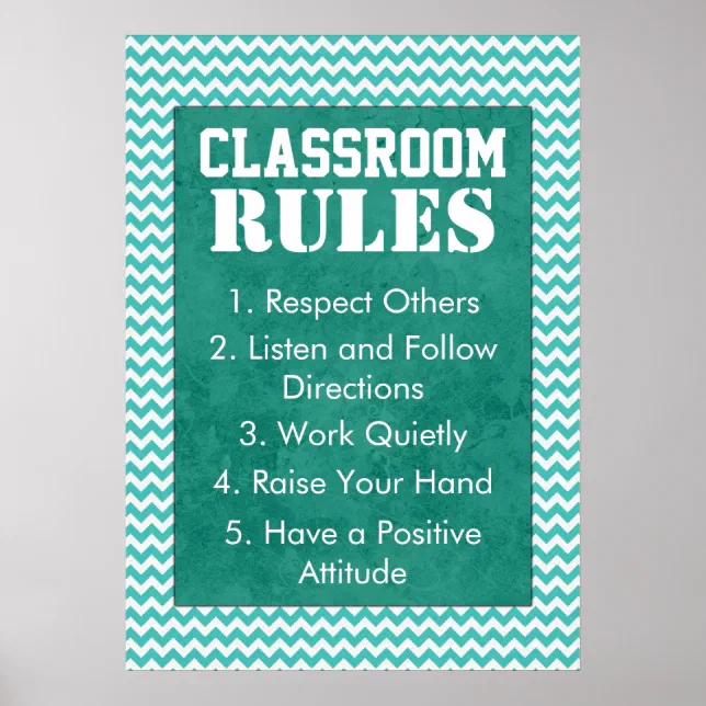 Trendy Chevron Classroom Rules Poster | Zazzle