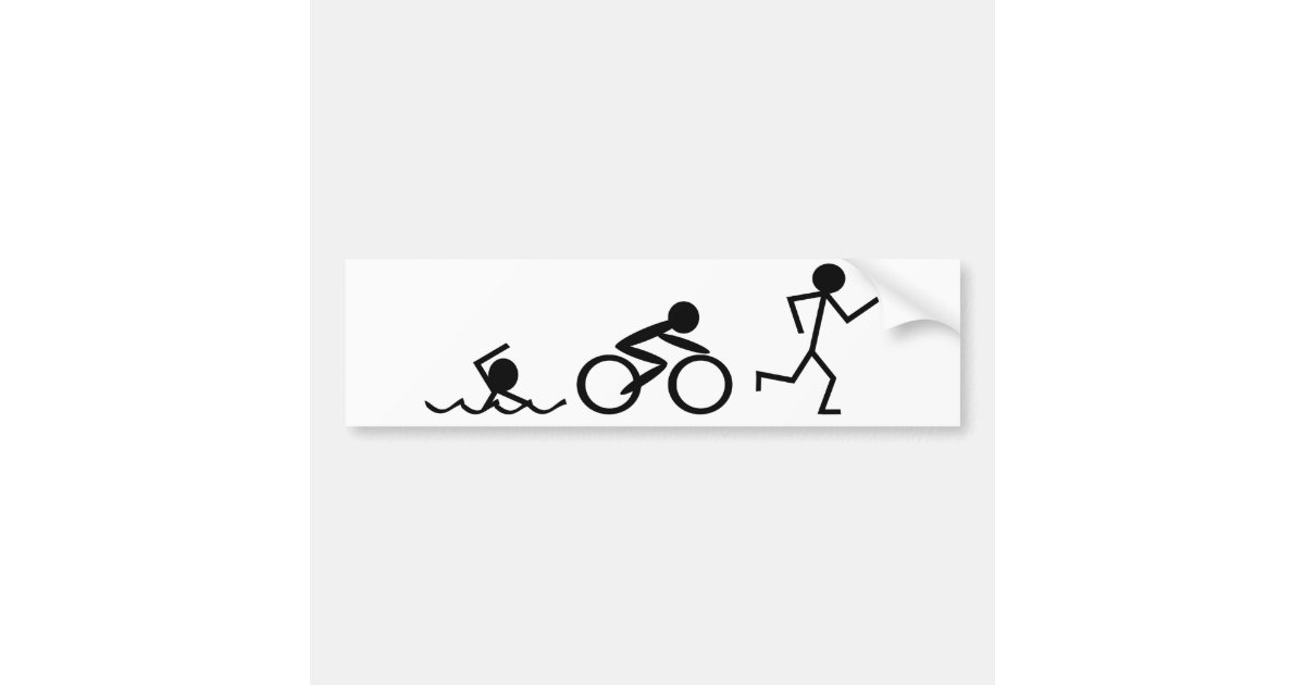 Triathlon Stick Figures Bumper Sticker | Zazzle