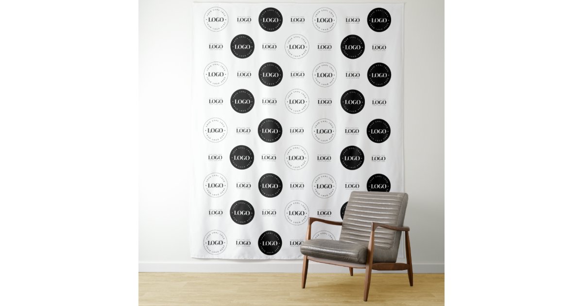 Triple Logo Business Company Photo Booth Backdrop Tapestry | Zazzle
