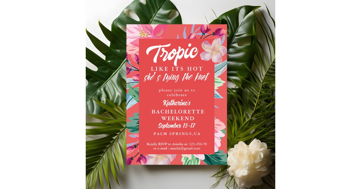 Tropic like its hot orange Bachelorette party Invitation | Zazzle