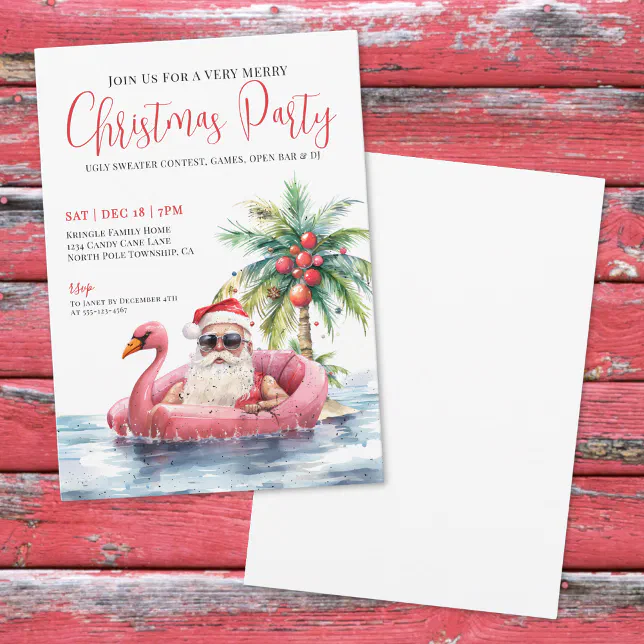 Tropical Beach Christmas Party Invitation | Zazzle