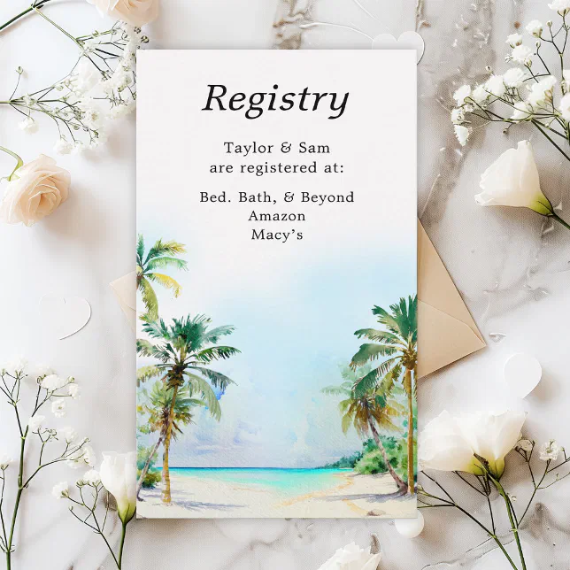 Tropical Beach Wedding Registry Enclosure Card | Zazzle