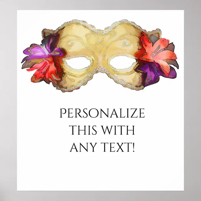 Tropical Floral Masquerade Mask Party Banner Poster | Zazzle