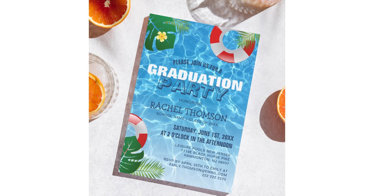 Tropical Pool Party | Summer Graduation Party Invitation | Zazzle