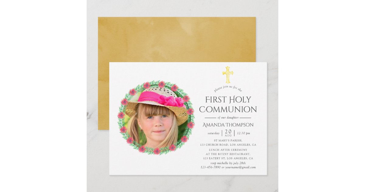Tropical Summer First Holy Communion Invitation | Zazzle