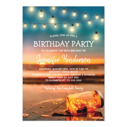 Tropical Sunset Beach Birthday Party Invitation | Zazzle.com.au