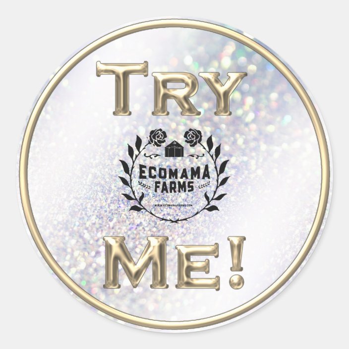 Try Me Logo Glitter Tester Sample Holographic Classic Round Sticker ...
