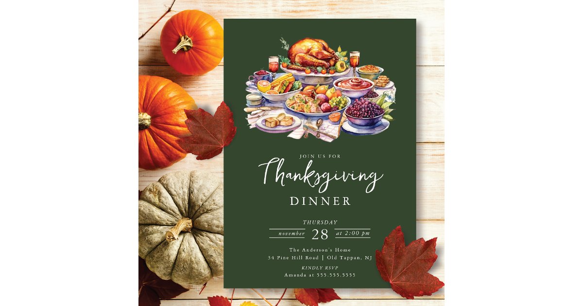 Turkey & Fixings Dinner Thanksgiving Invitation | Zazzle