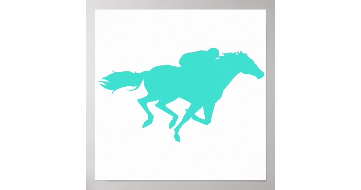 Turquoise; Blue Green Horse Racing Poster | Zazzle