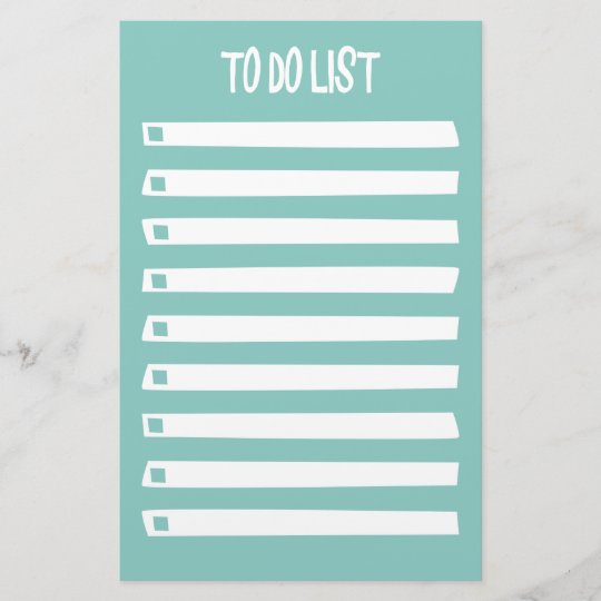 Turquoise Blue White Simple Girly To Do List Stationery | Zazzle.com.au
