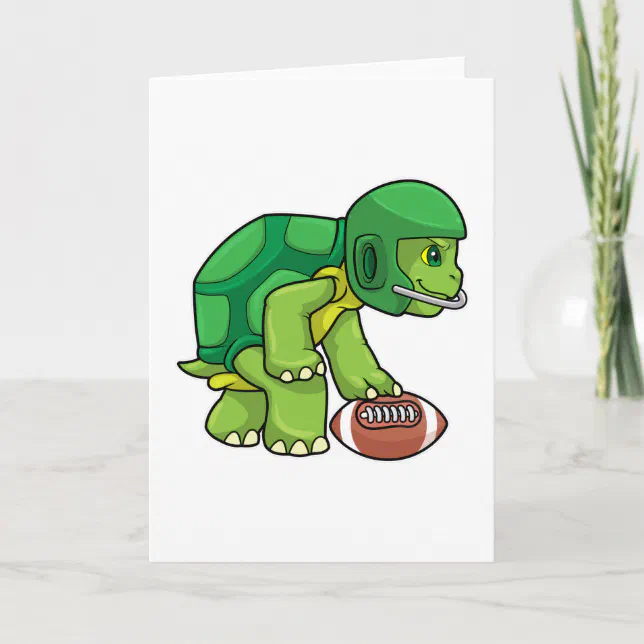 Turtle at Sports with Football & Helmet Card | Zazzle