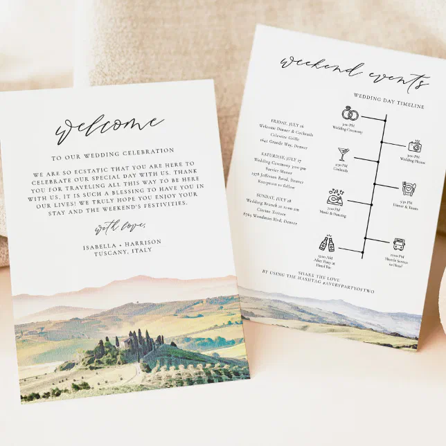 TUSCANY Destination Welcome Letter Timeline Menu | Zazzle