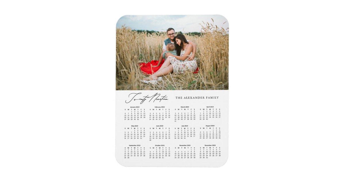 Twenty Nineteen Script Photo Calendar Magnet | Zazzle