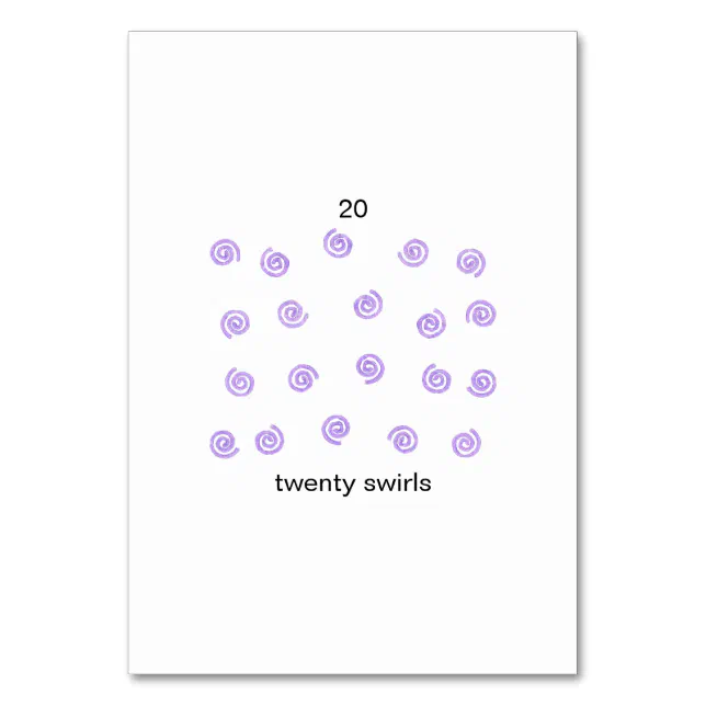 Twenty swirls on custom number flashcards table number | Zazzle