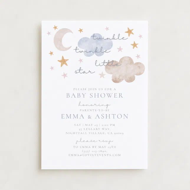Twinkle Twinkle Little Star Baby Shower Invitation | Zazzle