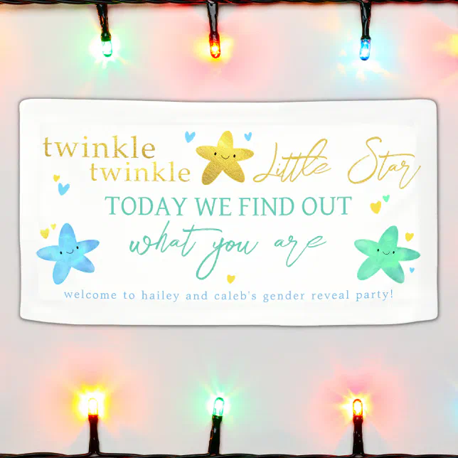 Twinkle Twinkle Little Star Gender Reveal Banner | Zazzle