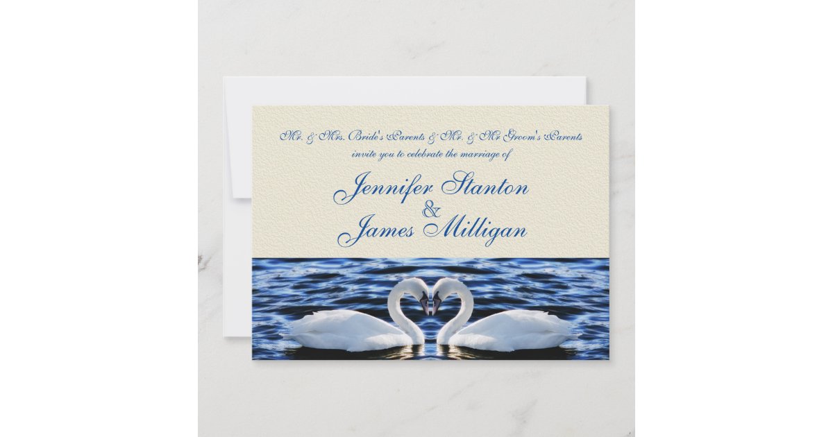 Two swans wedding invitation | Zazzle