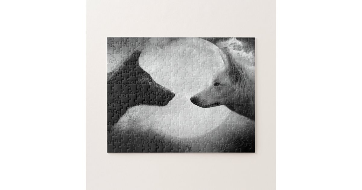 Two wolves facing each other jigsaw puzzle | Zazzle