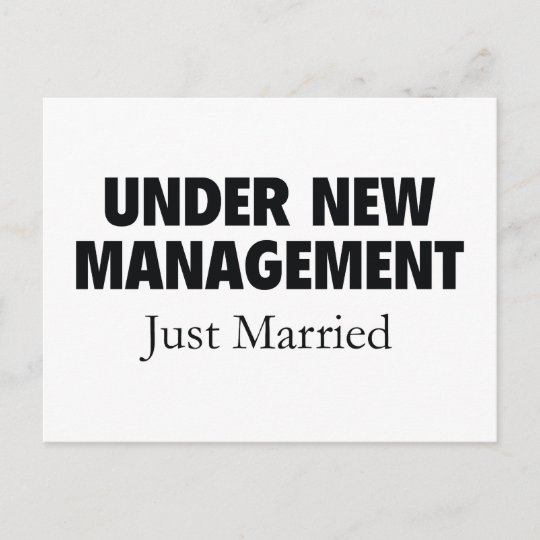 Under New Management. Just Married. Announcement Postcard | Zazzle.com.au