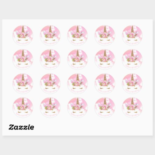 Unicorn face sticker | Zazzle