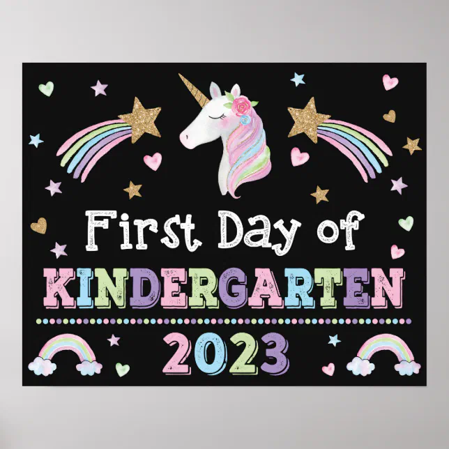 Unicorn First Day of Kindergarten School Sign | Zazzle