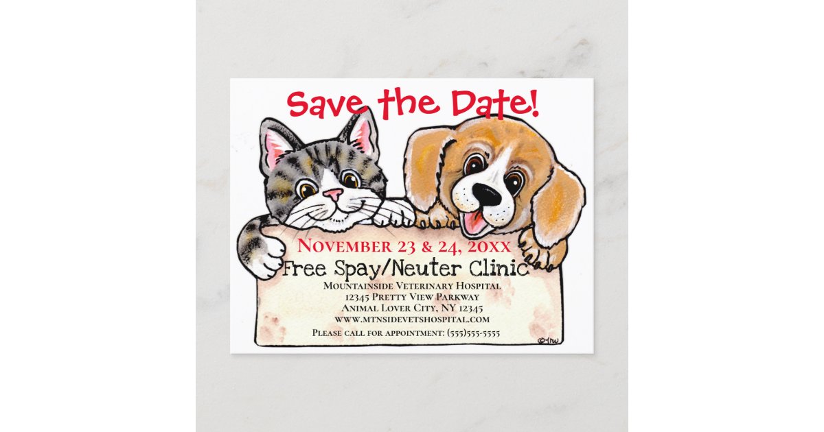 Unique Cute Dog Cat Veterinarian Event Reminder Announcement Postcard ...