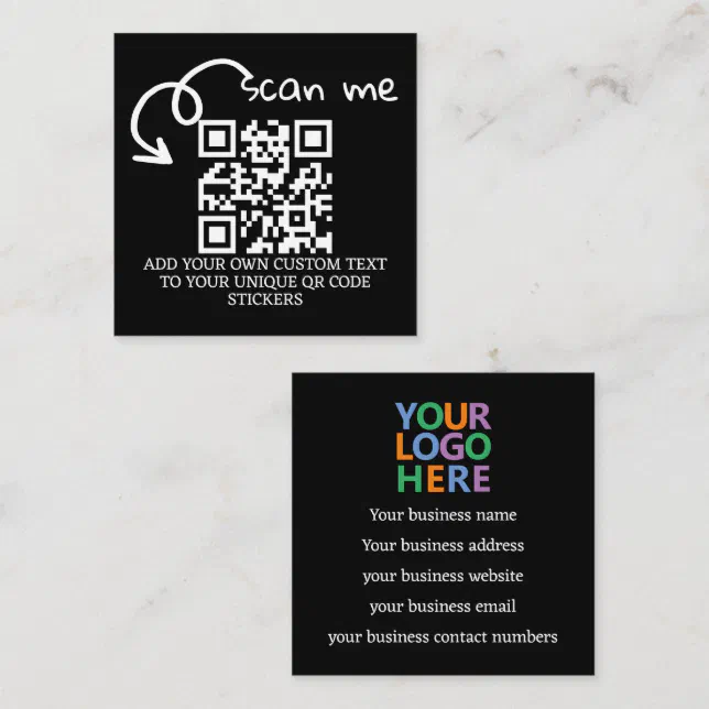 Unique QR code personalised scannable website Square Business Card | Zazzle