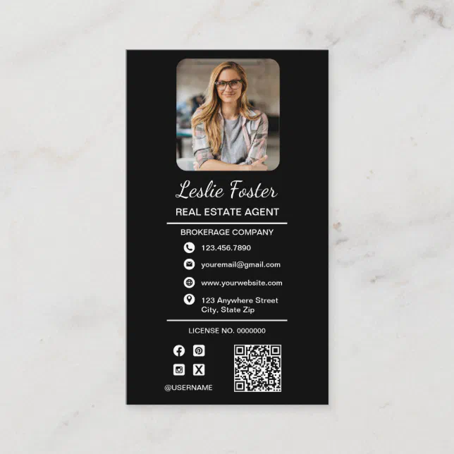 Unique Real Estate Agent Professional Photo Layout Business Card | Zazzle
