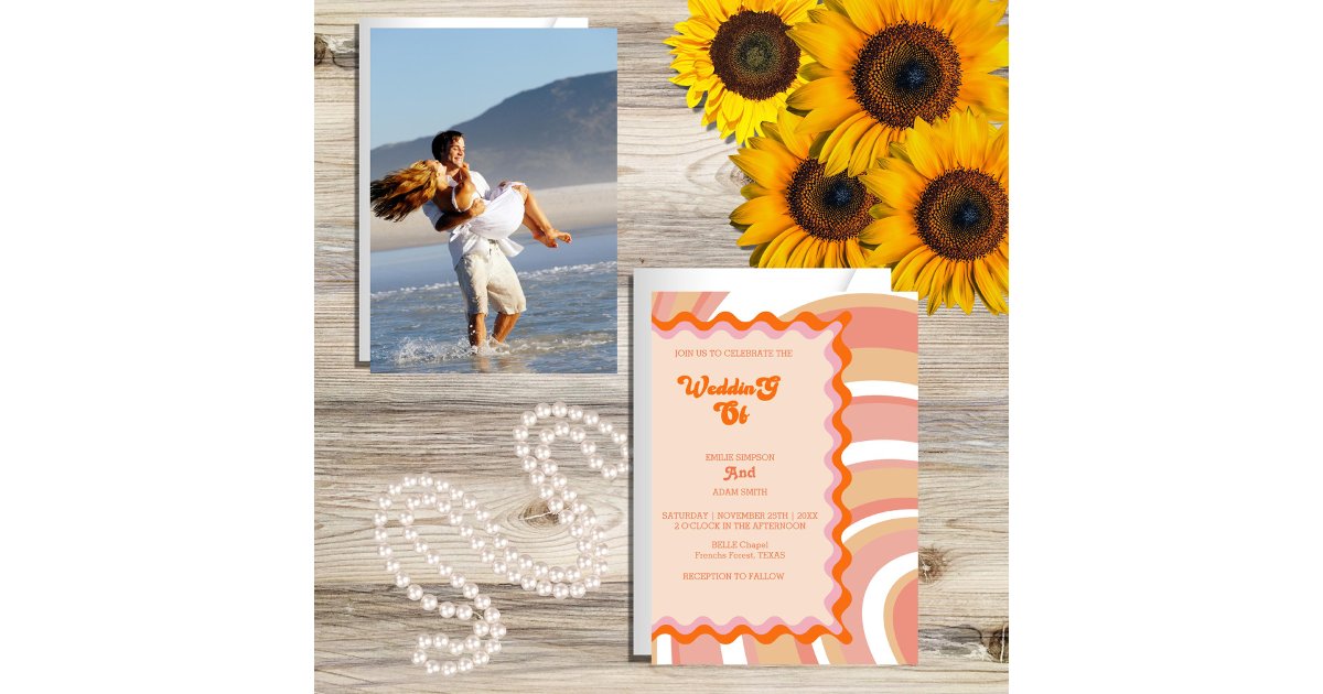 unique retro vintage 70s wedding invitation | Zazzle