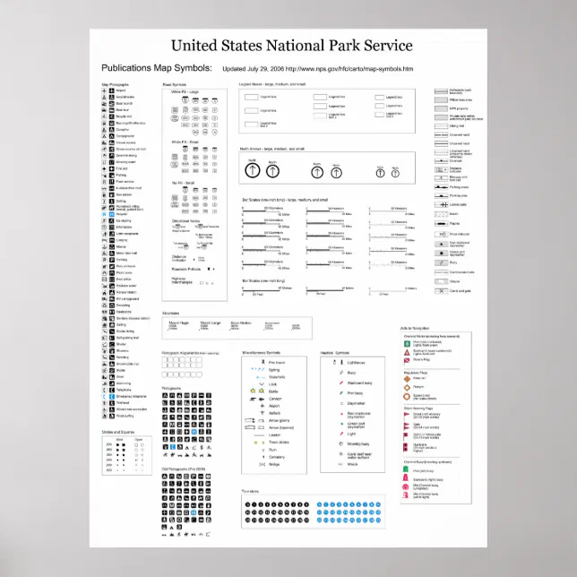 United States National Park Service Map Symbols Poster | Zazzle
