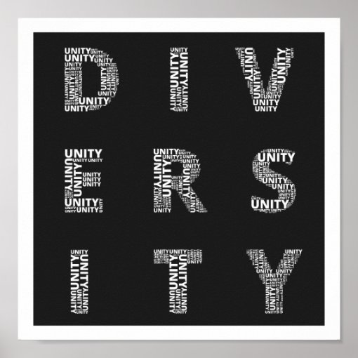 Unity in Diversity Black and White poster | Zazzle