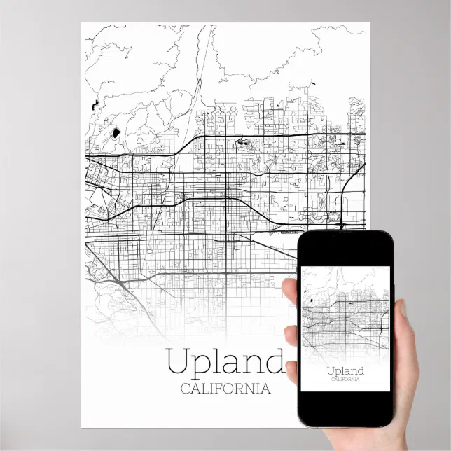 Upland Map - California - City Map Poster | Zazzle