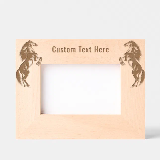 Upright Wild Horses Etched Frames with Custom Text | Zazzle