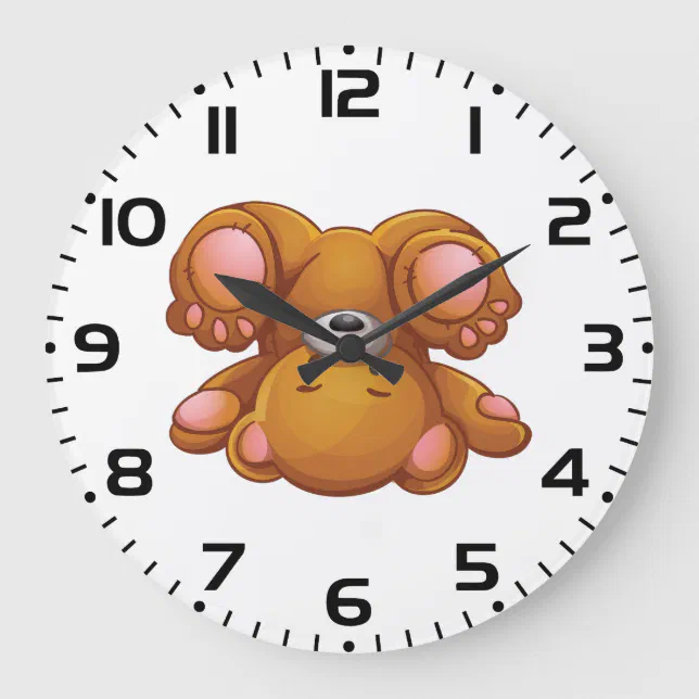 Upside Down Teddy Bear Large Clock | Zazzle