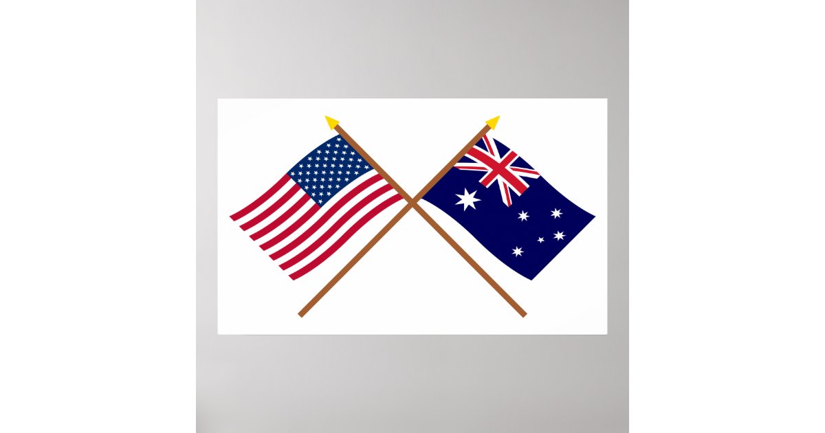 US and Australia Crossed Flags Poster | Zazzle
