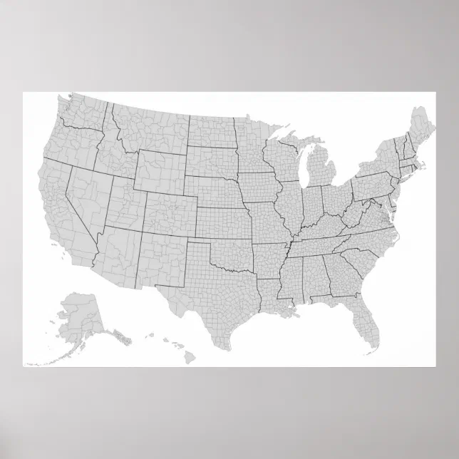 US County Map of the United States Poster | Zazzle