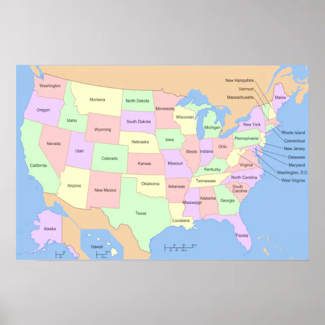 US USA United States Map Poster | Zazzle