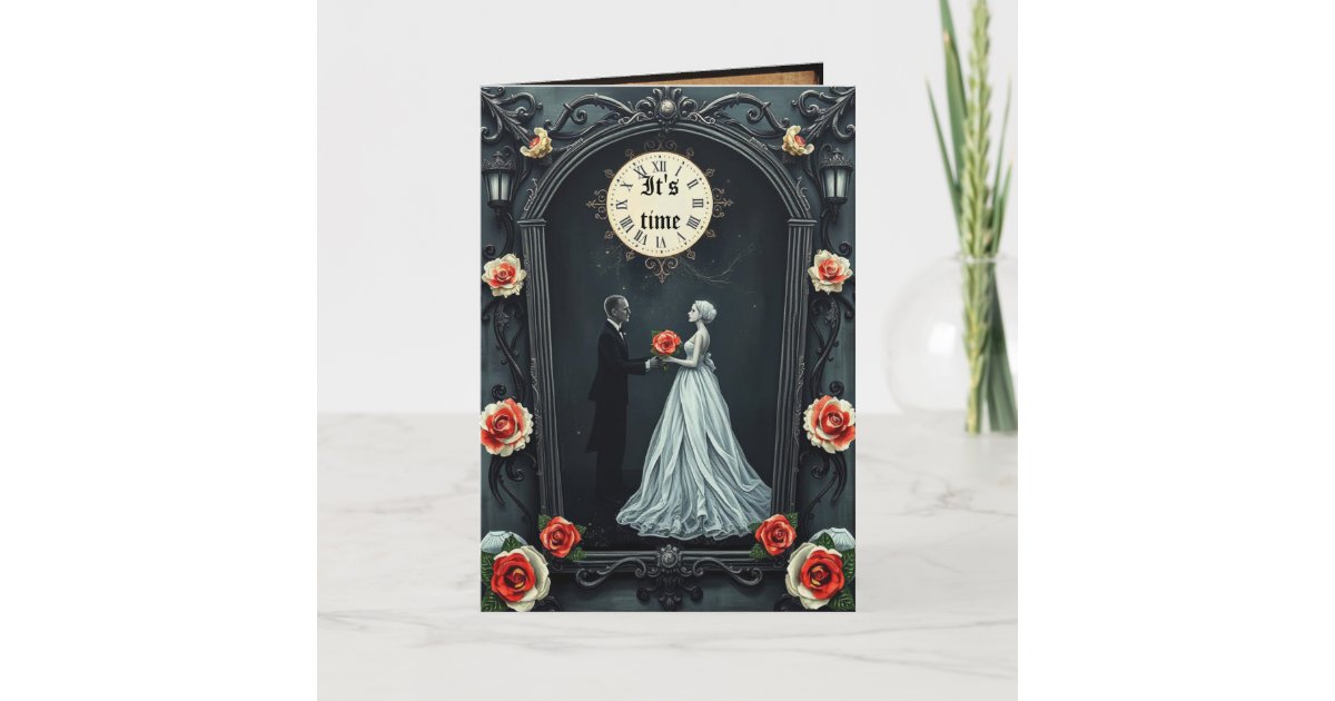 Vampire Couple Clock Gothic Wedding Invitation | Zazzle