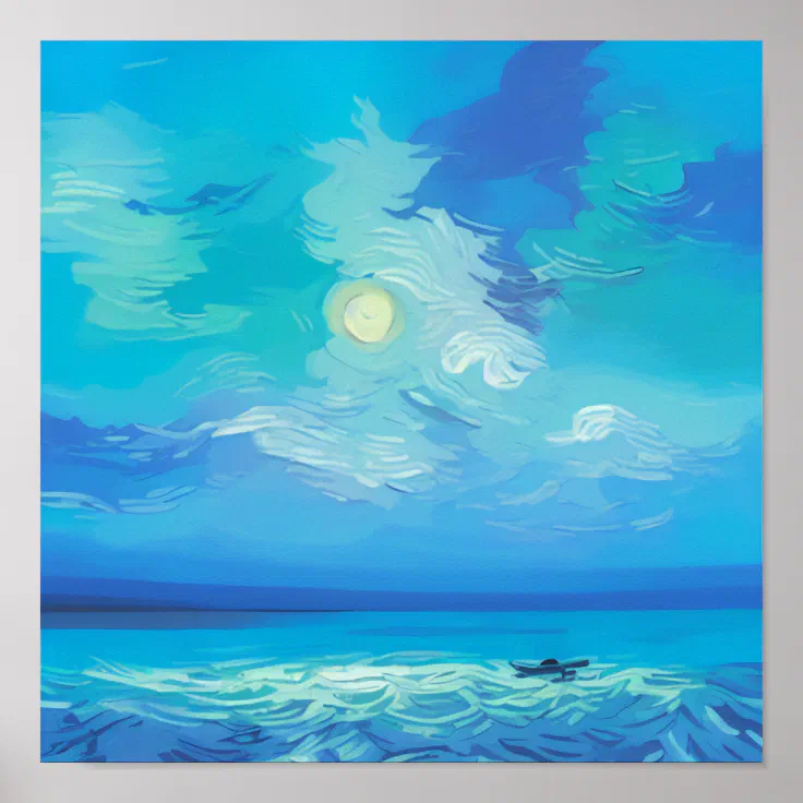 Van Gogh Blue Ocean and Sky Poster | Zazzle