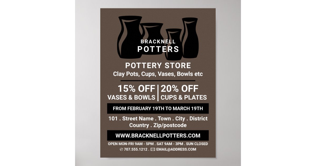 Vase Silhouettes, Pottery Store, Potters Advert Poster | Zazzle